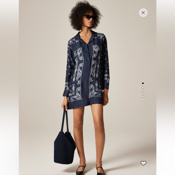 J. Crew | Dresses | J Crew Navy And Cream Paisley Tunic | Poshmark